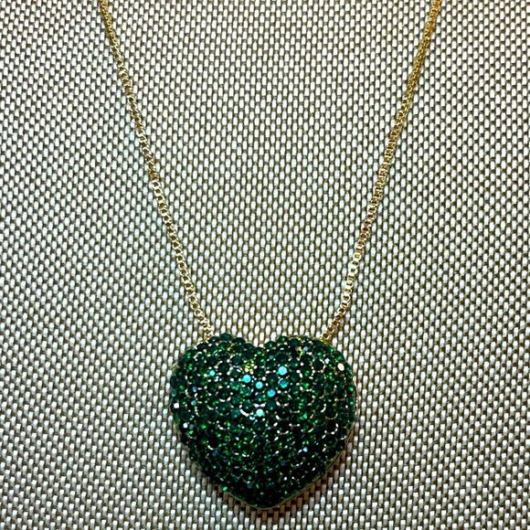 nobrand | Jewelry | Large Green Cubic Zirconia Heart Shape Pendant ...